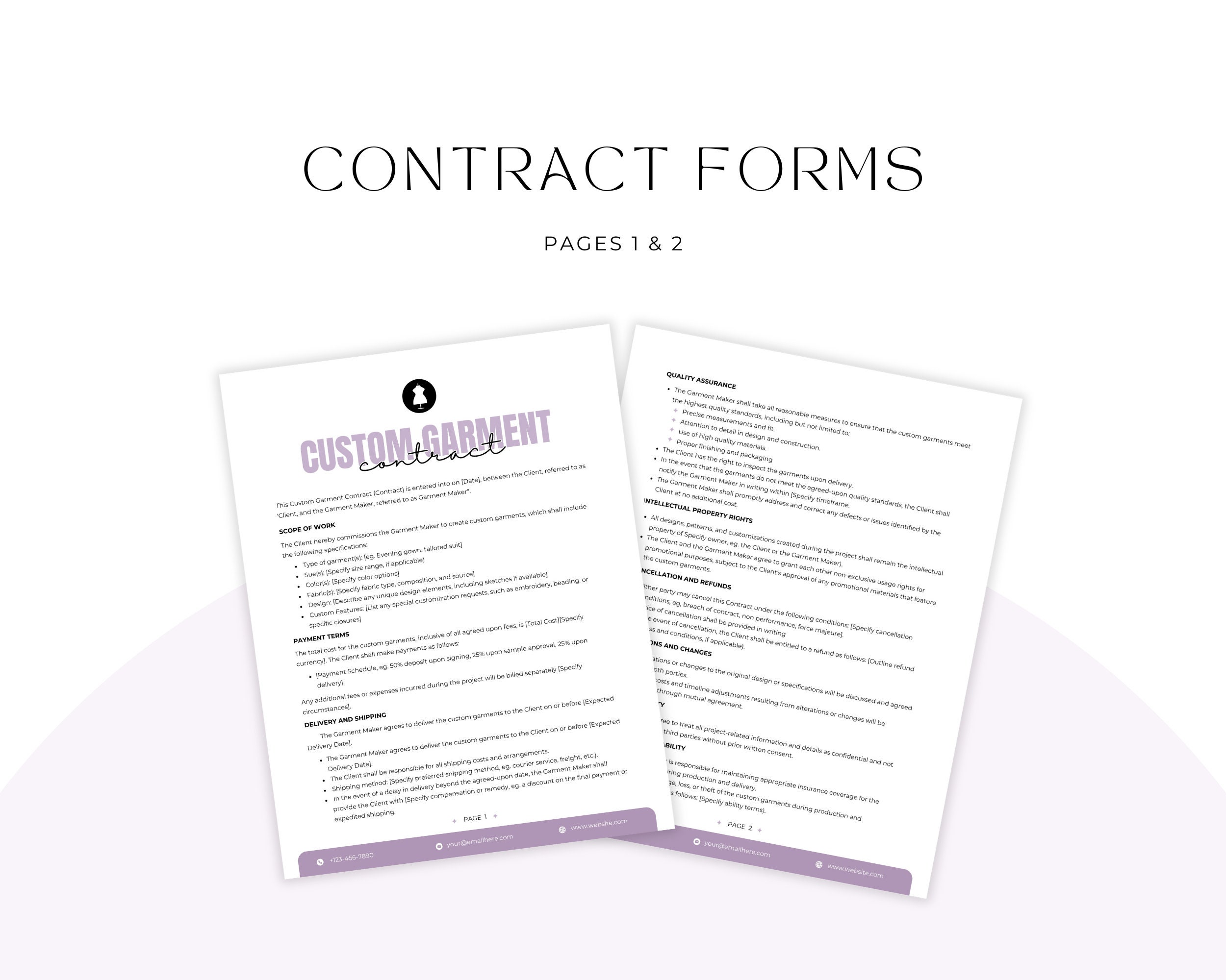 Custom Garment Contract, Tailor Made Clothing Agreement, Bespoke ...