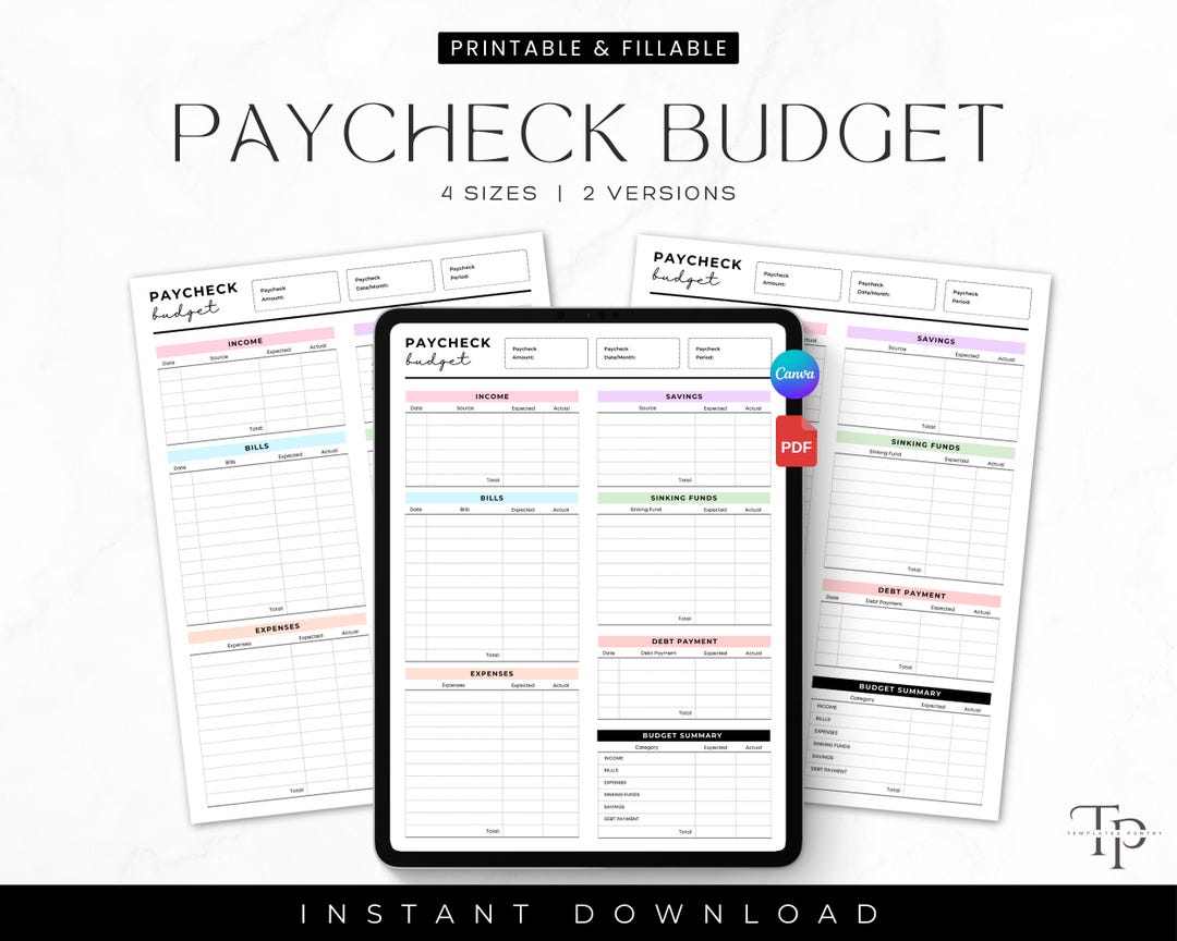 Paycheck Budget Planner Template, Digital Budget Tracker, Monthly ...