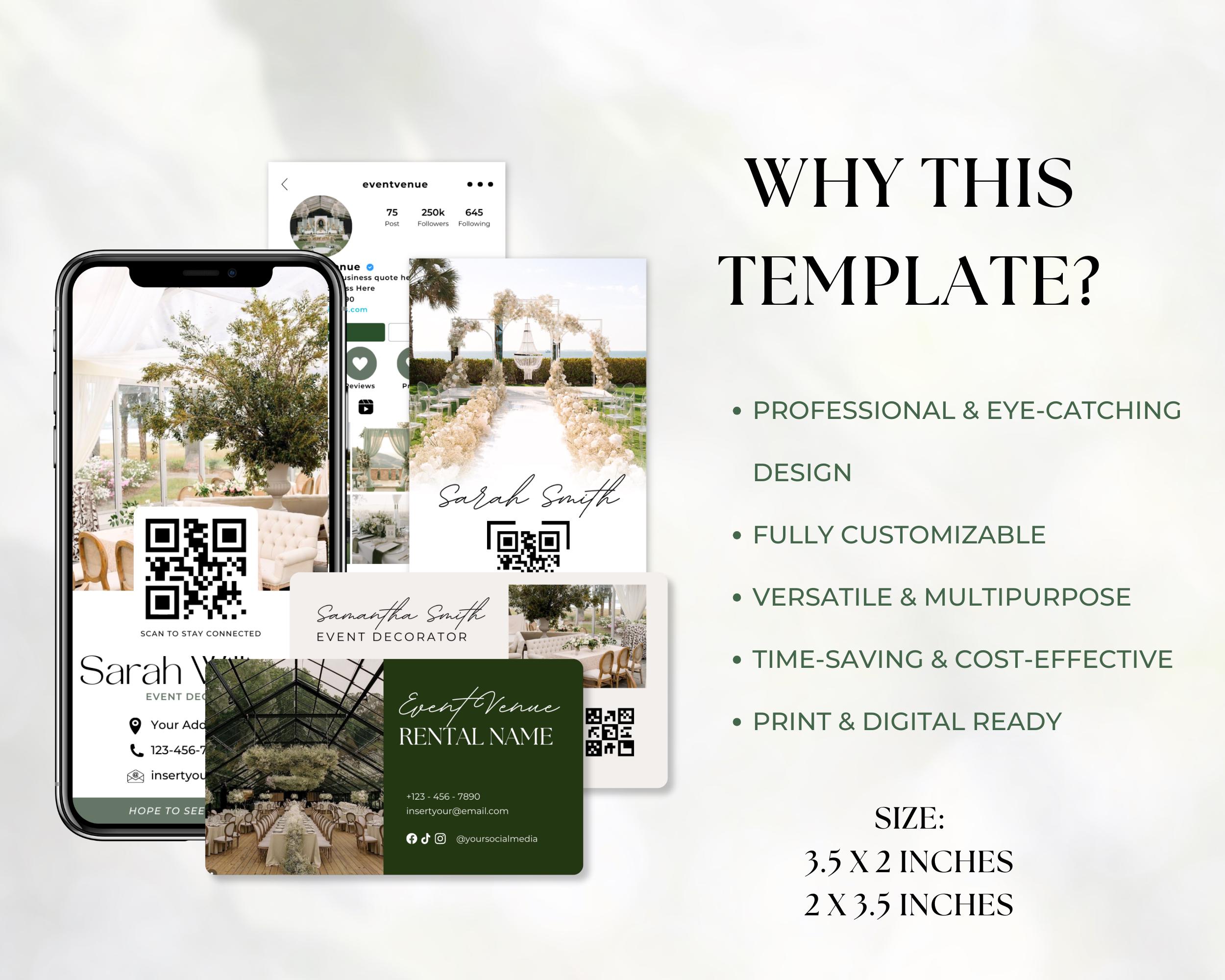 Event Venue Business Card Template, Editable Printable Event ...