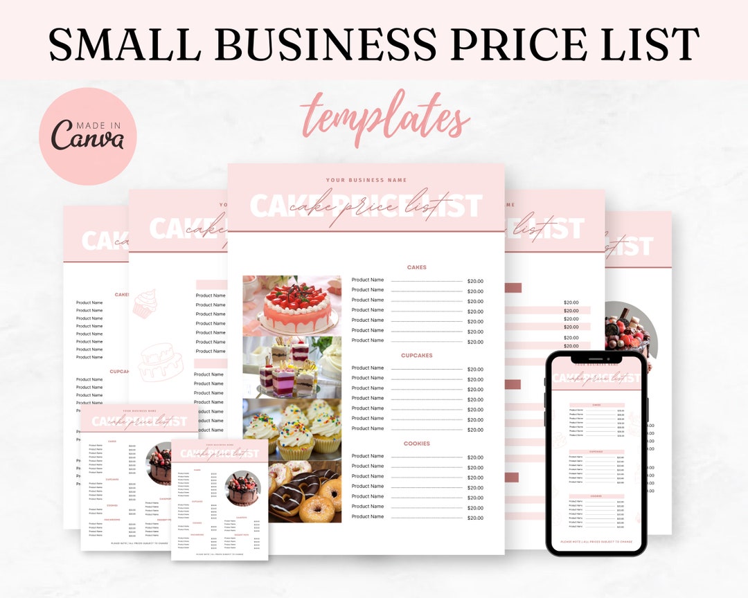 BAKERY PRICE LIST, Price List Template Bakery, Bakery Menu Template ...