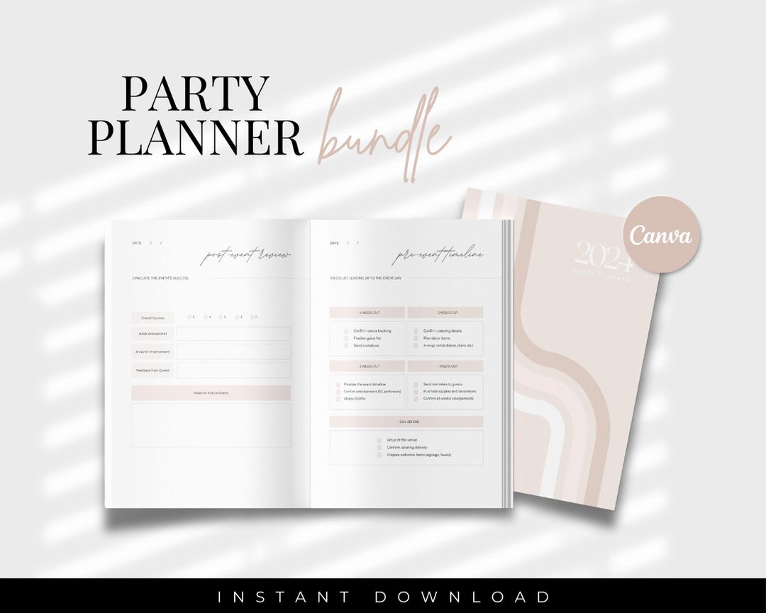 Printable Party Planner Bundle, Event Planner Notebook, Digital ...
