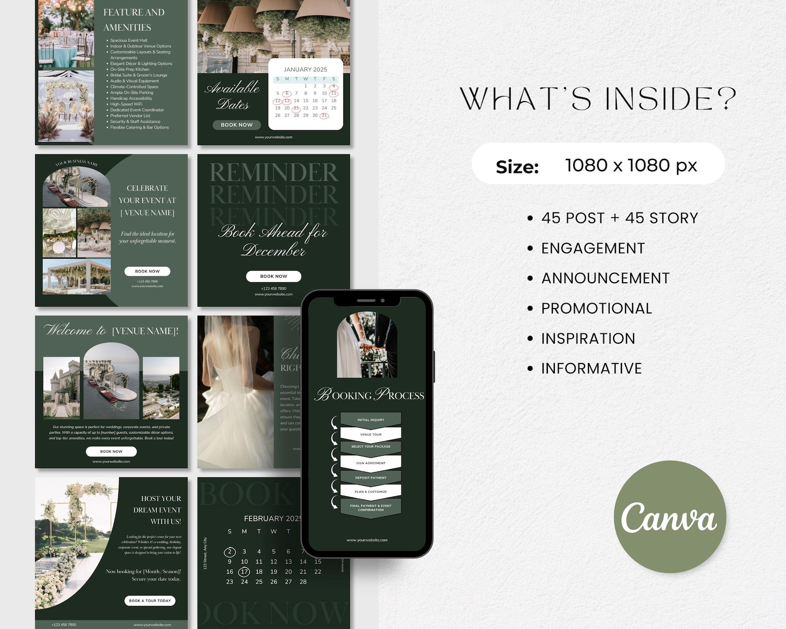 Venue Rental Instagram IG Post & Story Template, Wedding Venue Rental ...