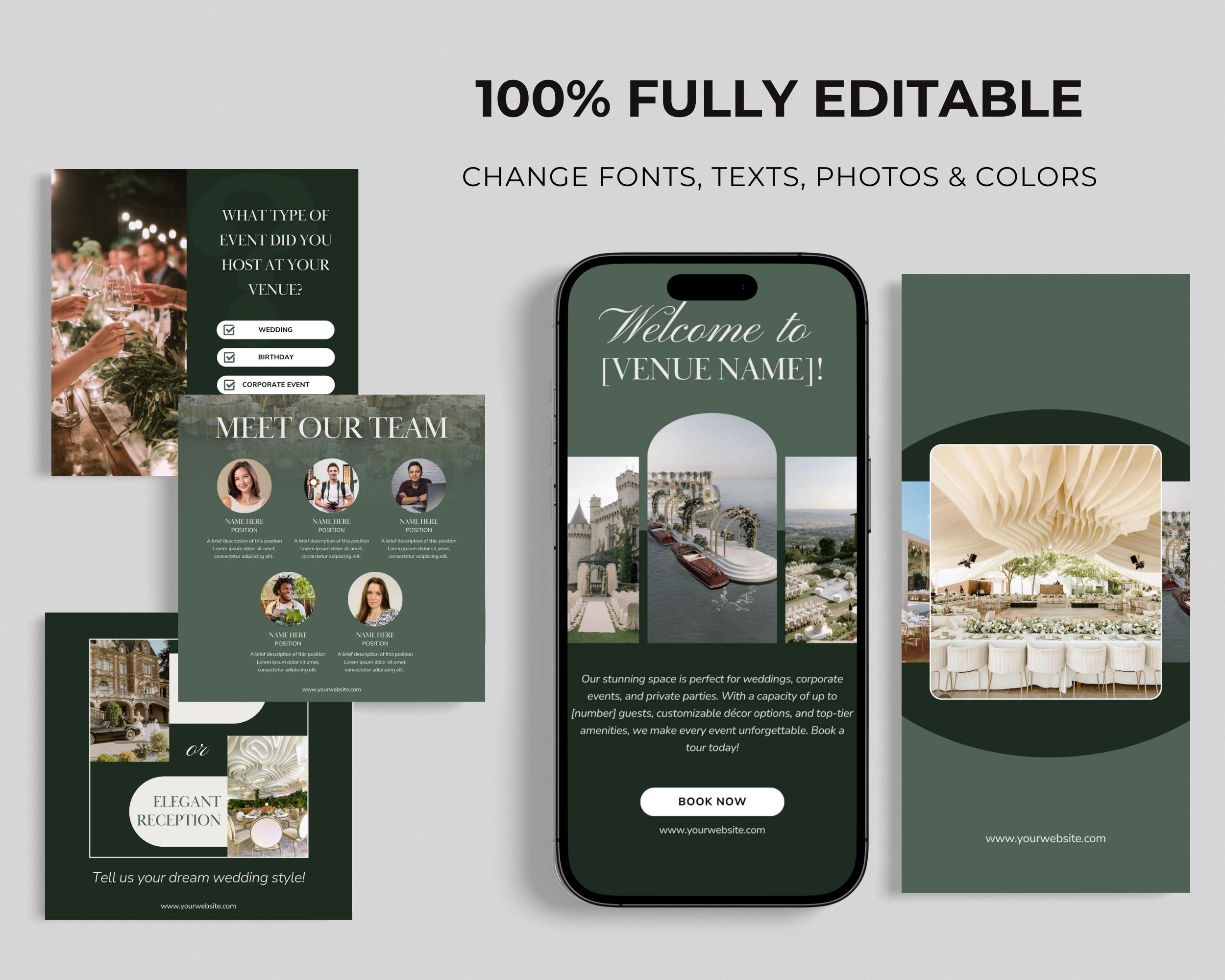 Venue Rental Instagram IG Post & Story Template, Wedding Venue Rental ...