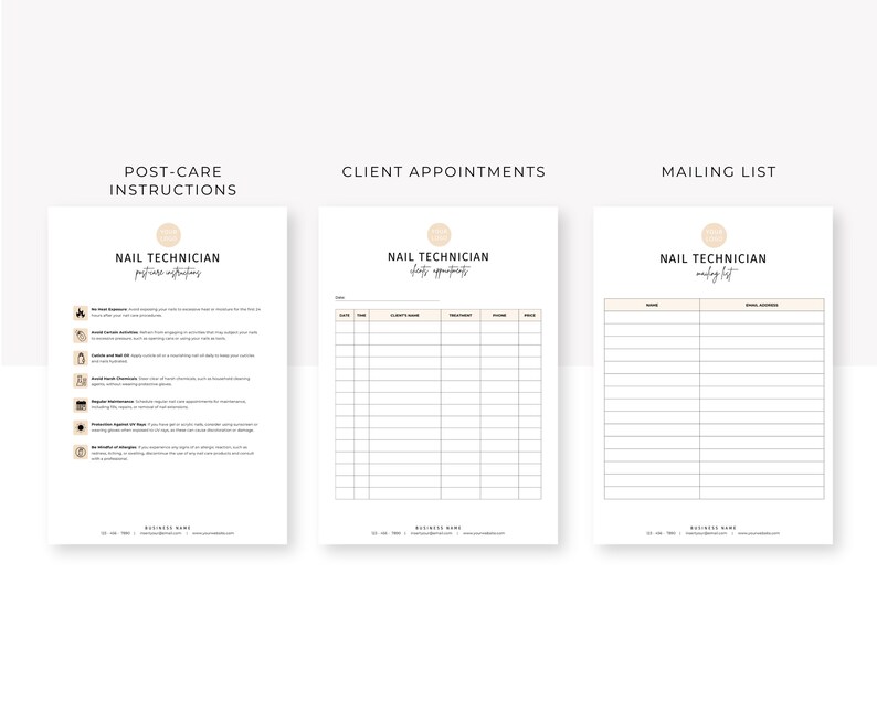 Editable Nail Technician Forms Bundle, Nail Tech Consultation Forms, Nail Client Intake Forms ...