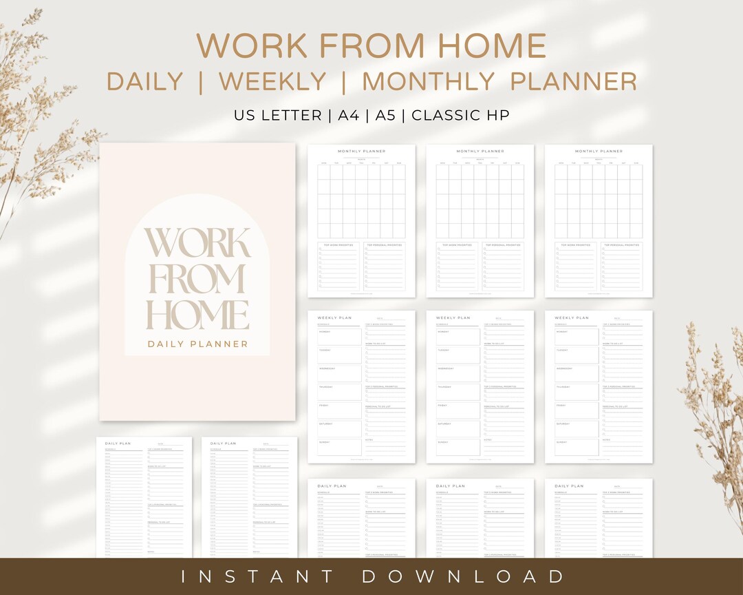 23 Pages Work From Home WFH Planner Template, Work Organizer, Work ...