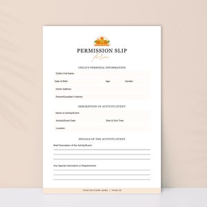 Daycare Permission Form | Childcare Printable Event Permission Slip ...