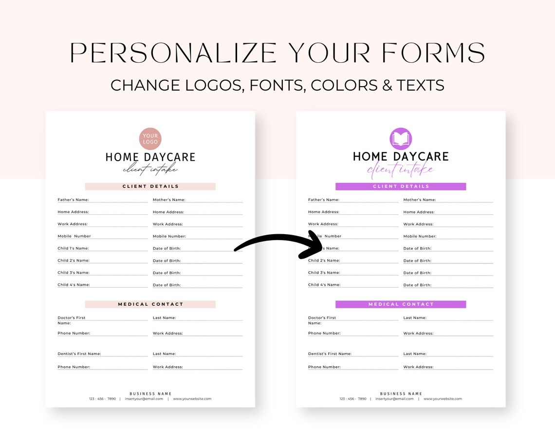 Editable Home Daycare Contract Template, Childcare Forms, Daycare ...