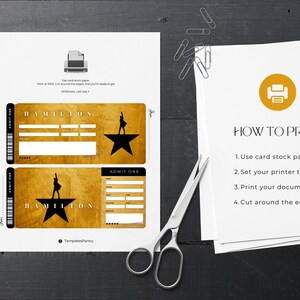 Printable Hamilton Broadway Surprise Ticket, Hamilton the Musical ...