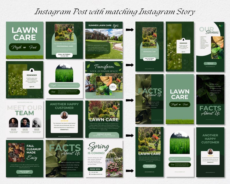 Landscaping & Lawn Care Instagram Post Templates, Yard Services ...