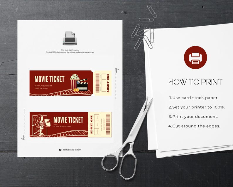 Printable Movie Night Ticket Template, Surprise Movie Invitation ...