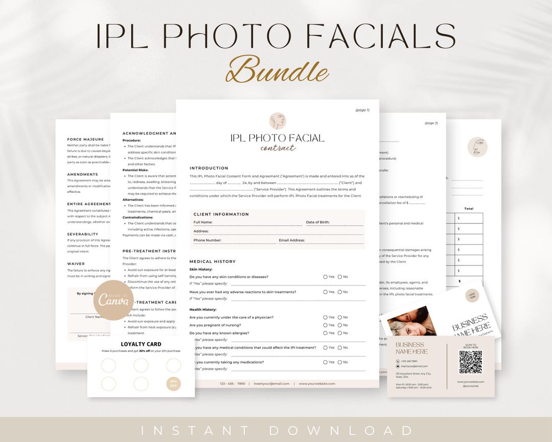 IPL Photo Facial Forms Templates, Photorejuvenation Intake Consent ...