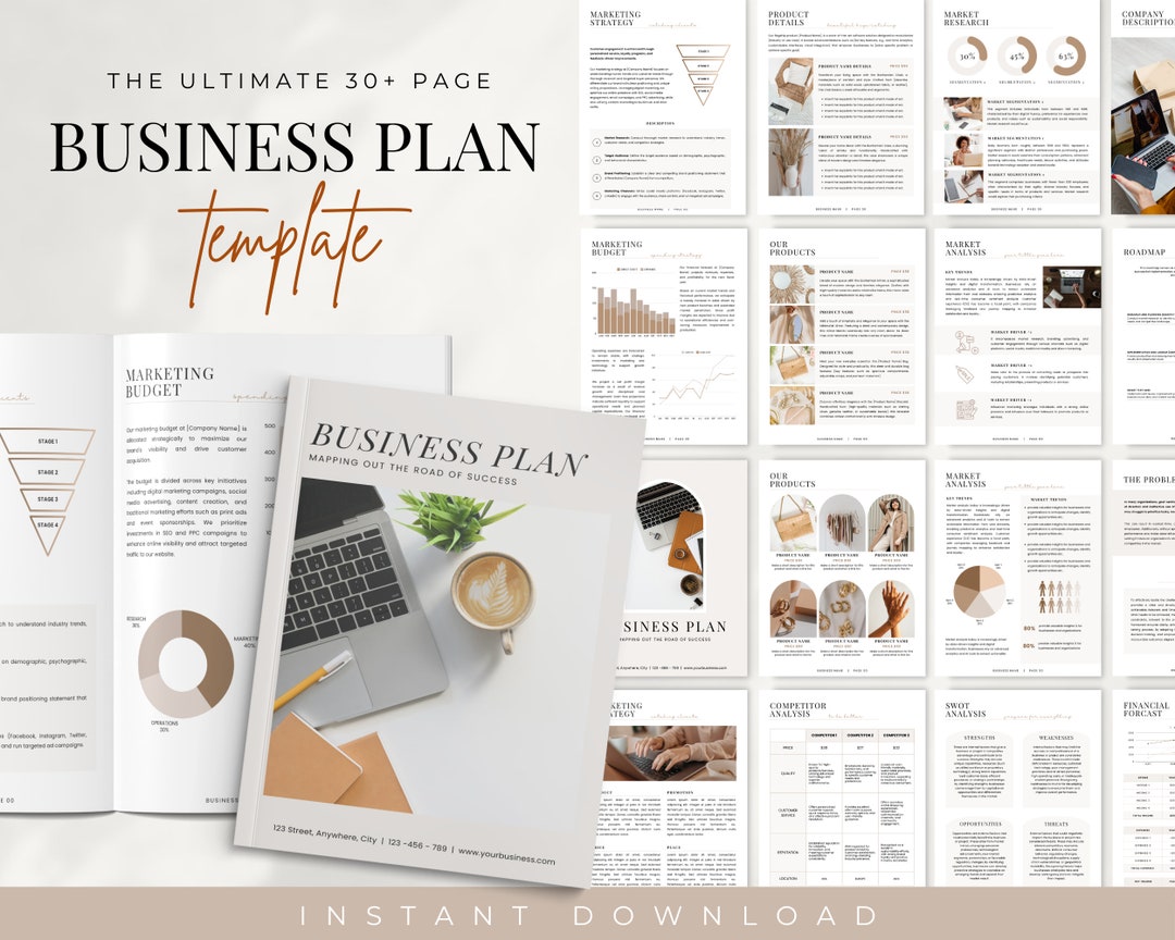Small Business Plan Printable Template, Editable Business Plan, Minimal ...
