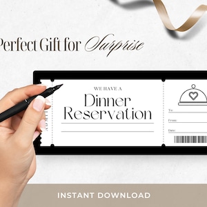 Dinner Reservation Ticket, Dinner Date Gift Voucher, Dinner Reservation ...