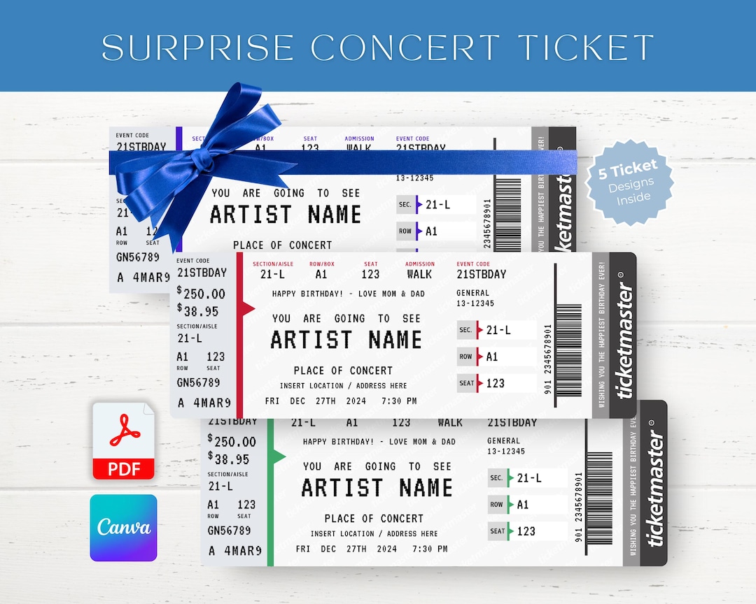 Concert Tickets Gift Ticket Vouchers, Ticketmaster, Concert Ticket ...
