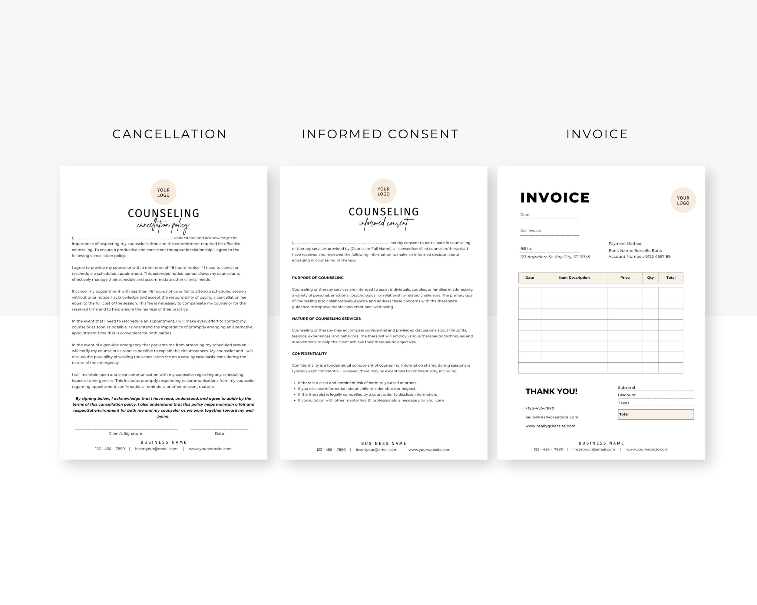 Counseling Forms Bundle, Mental Health Client Intake, Informed Consent ...