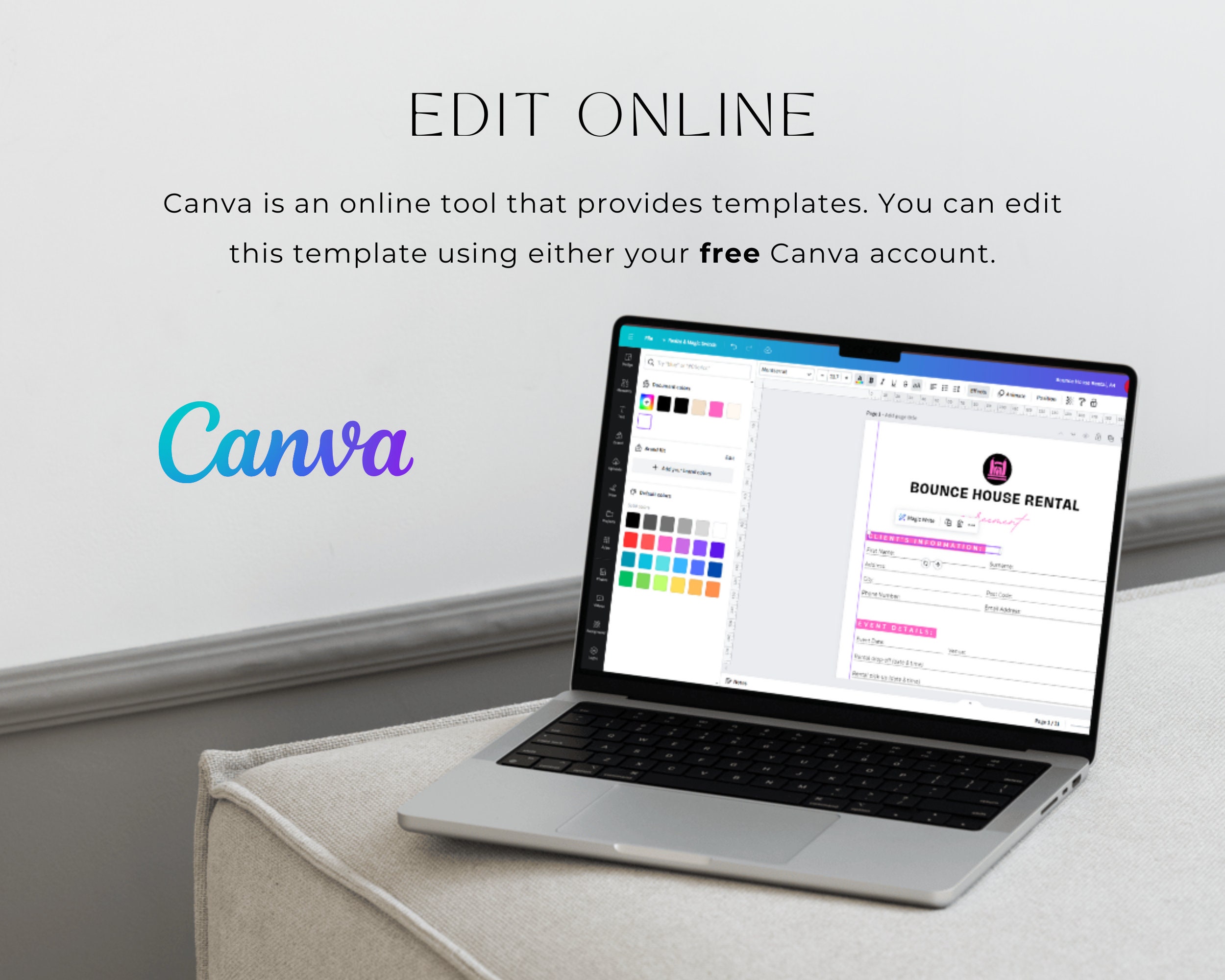 Bounce House Rental Contract Agreement Template, Editable/printable ...