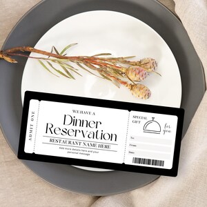 Dinner Reservation Ticket, Dinner Date Gift Voucher, Dinner Reservation ...