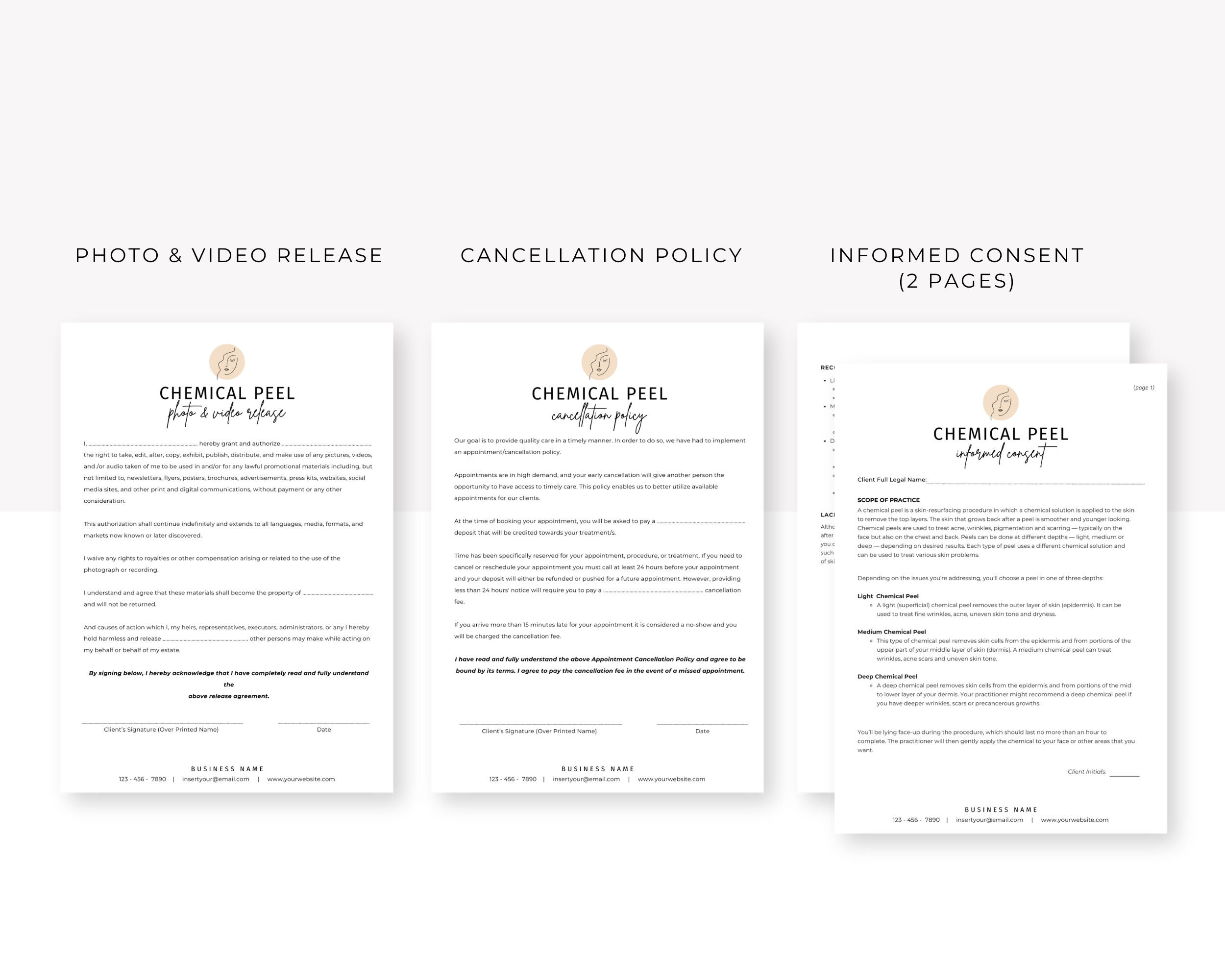 Chemical Peel Forms Editable Esthetician Templates, Chemical Peel ...