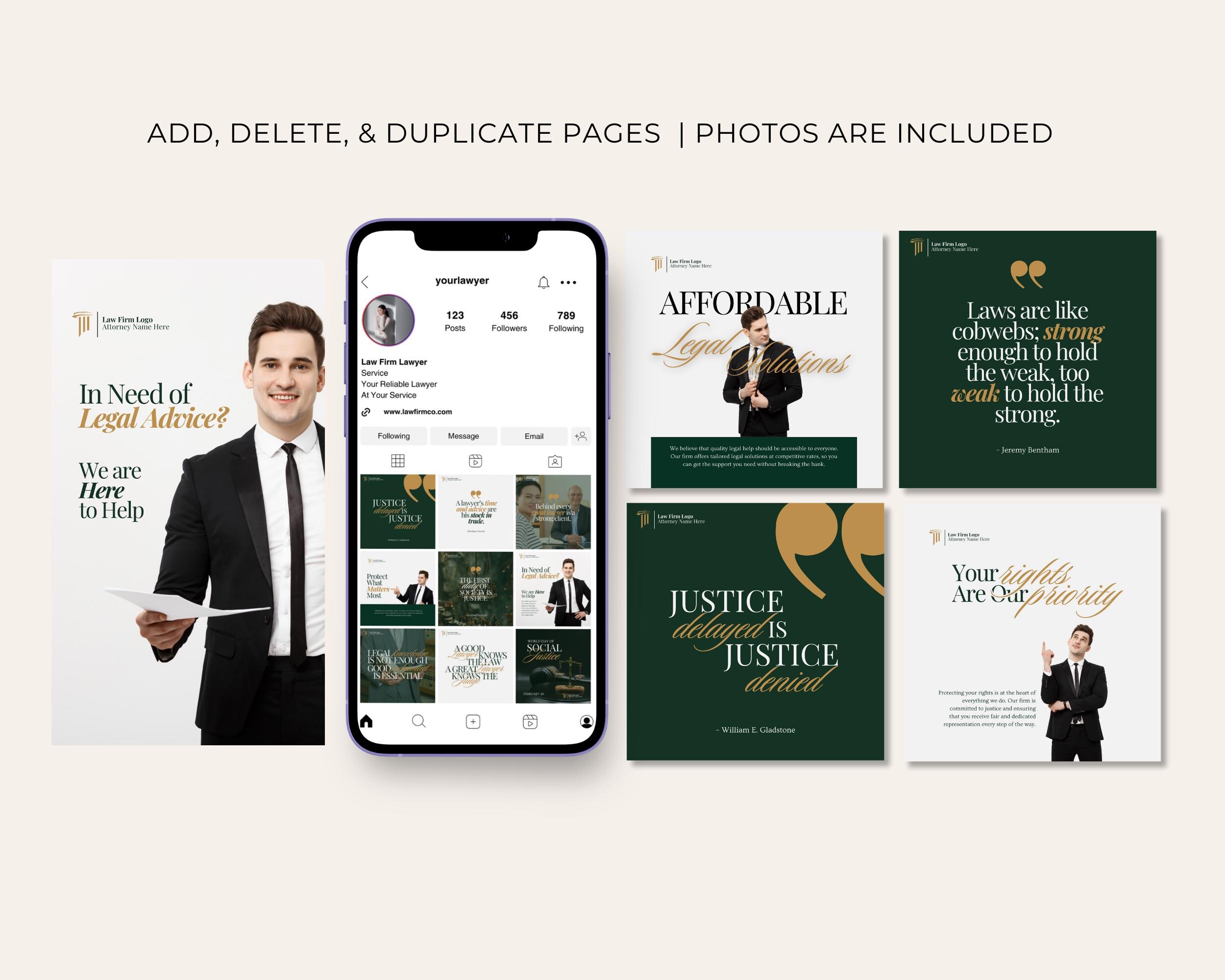 Law Firm Lawyer IG Post Template, Law Firm Social Media Templates ...