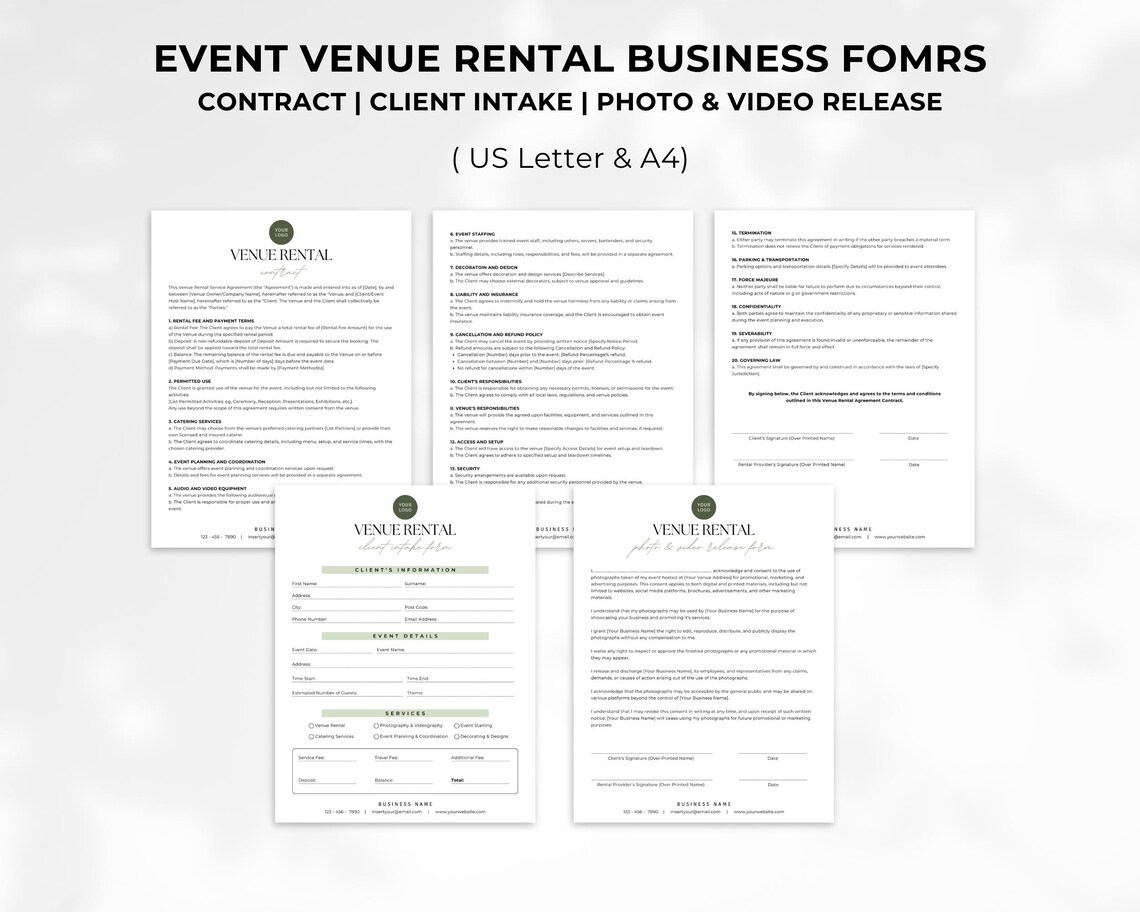 Event Venue Rental Forms Bundle, Wedding Venue Form Templates, Event ...
