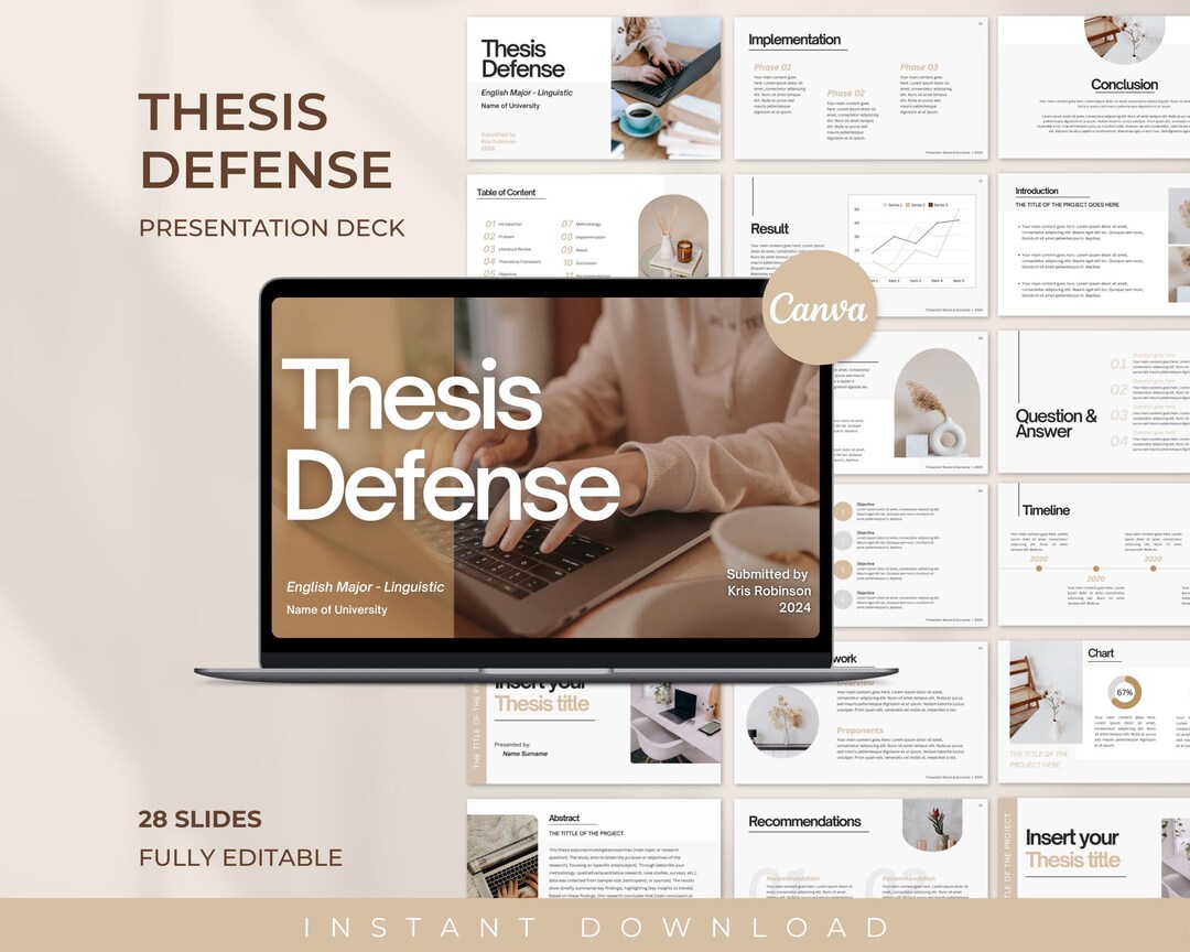 Thesis Defense Presentation Template, Canva Presentation, Thesis ...