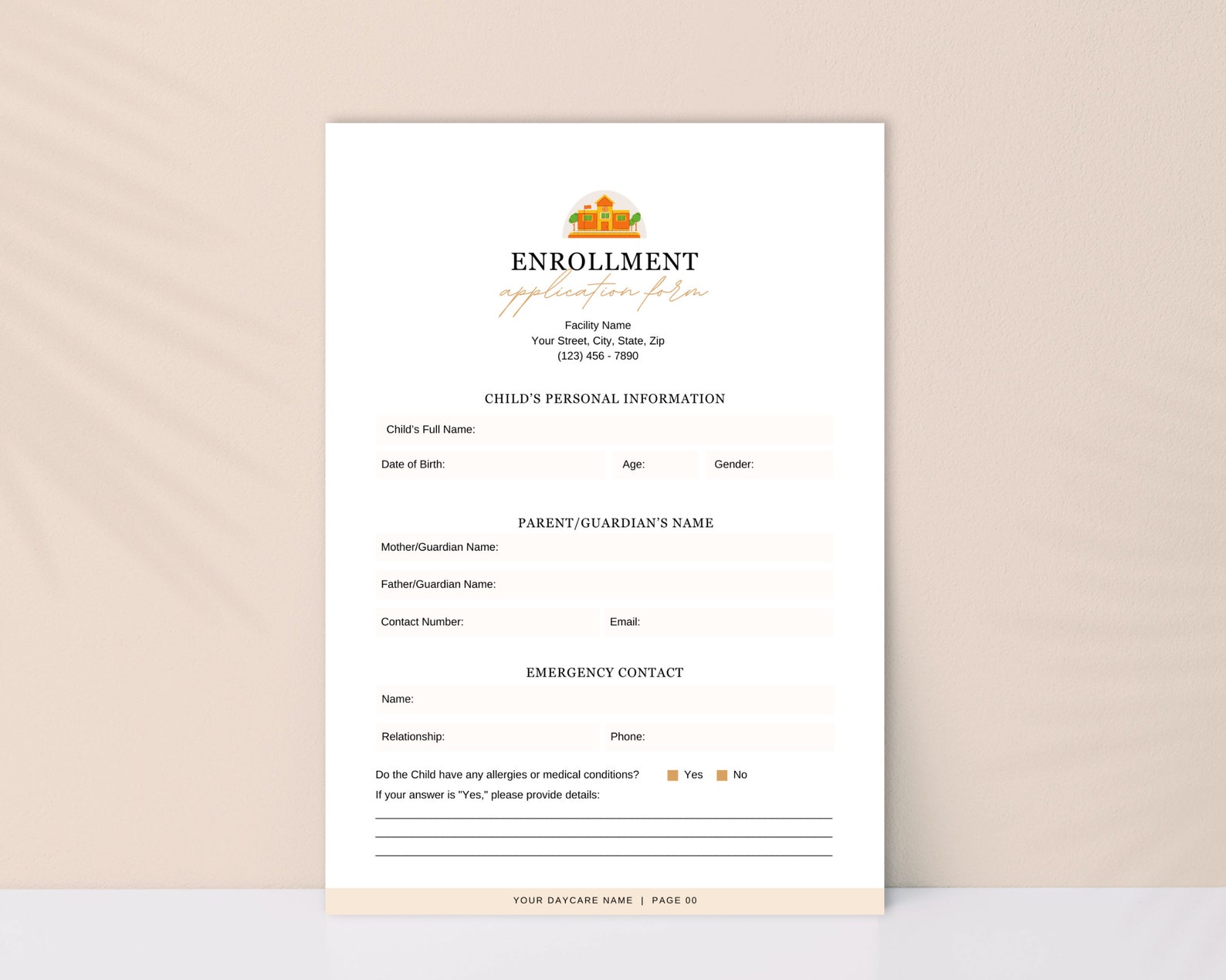 Daycare Enrolment Form, Childcare Enrolment Application Form, Daycare ...