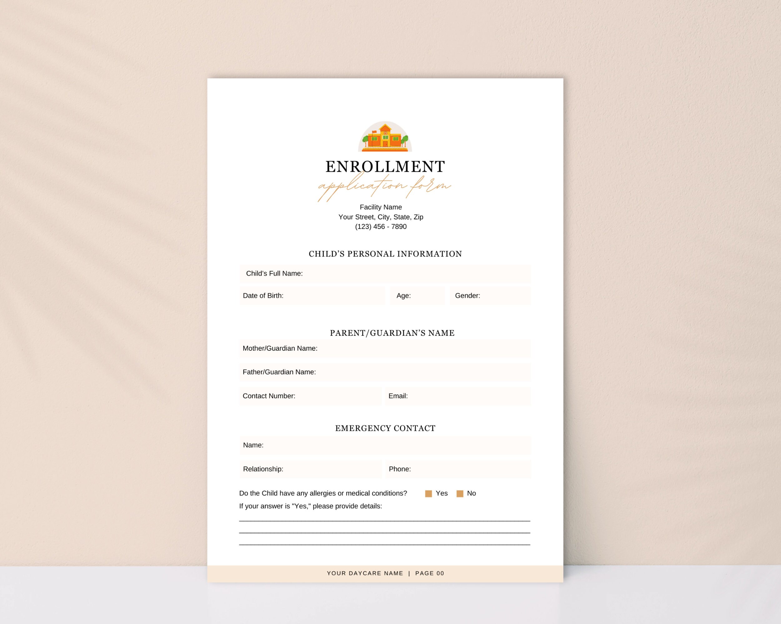 Daycare Enrolment Form, Childcare Enrolment Application Form, Daycare ...