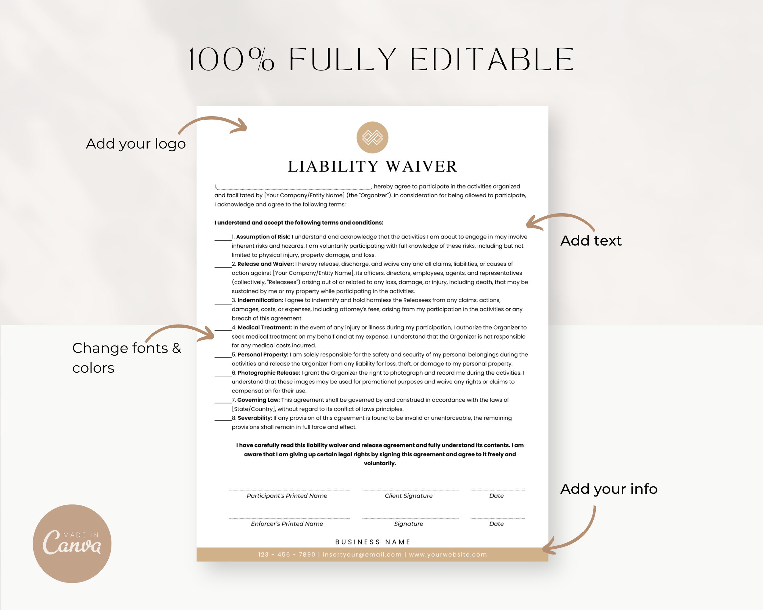 All Purpose Liability Waiver Template, General Release of Liability ...