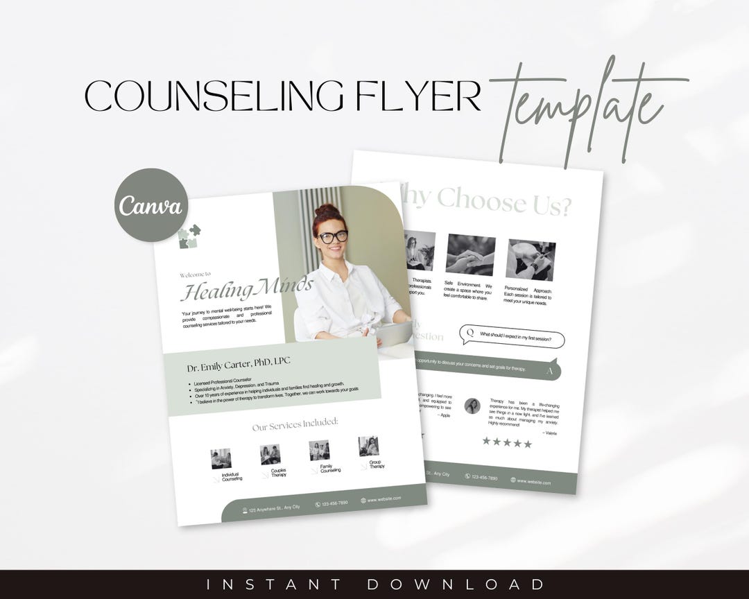 Counseling Flyer Template, Psychologist Therapist Flyer Brochure ...