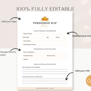 Daycare Permission Form | Childcare Printable Event Permission Slip ...