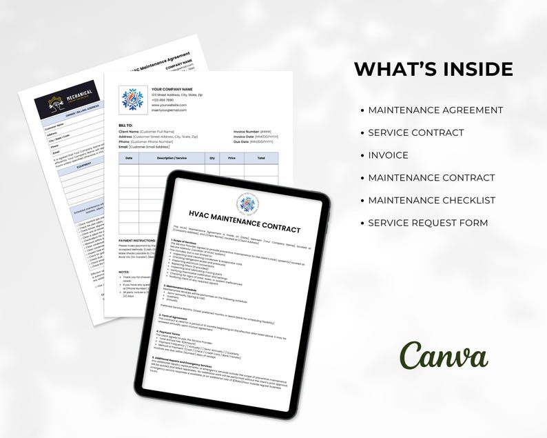 HVAC Maintenance Forms Template, Heating Ventilation and Air ...
