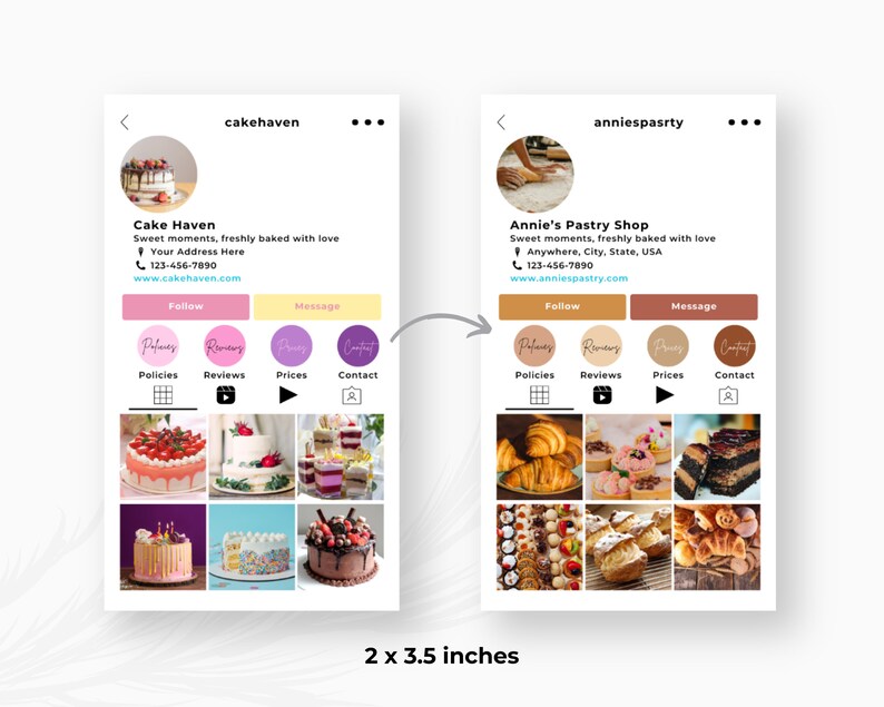 Cake Business Cards, QR Code Sign, Bakery Business Card Template ...