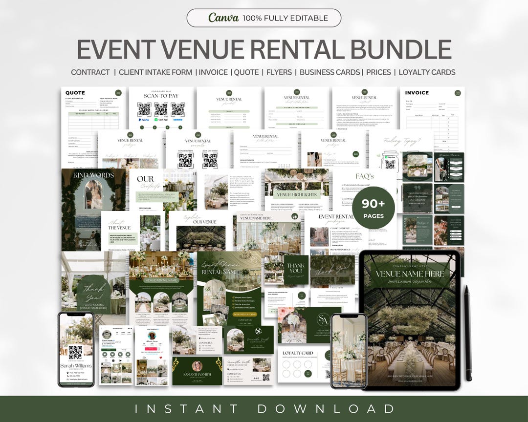 Event Venue Rental Template Bundle, Contract, Client Intake Form ...