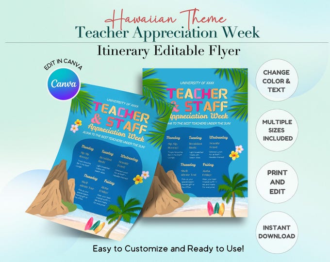 Luau Teacher Appreciation Week Itinerary, You Are Tiki-riffic Beach ...