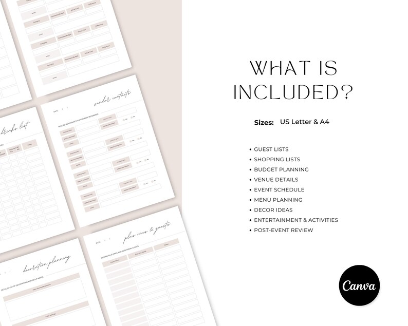 Party Planner Bundle Template, Event Planner Notebook, Party Checklist ...