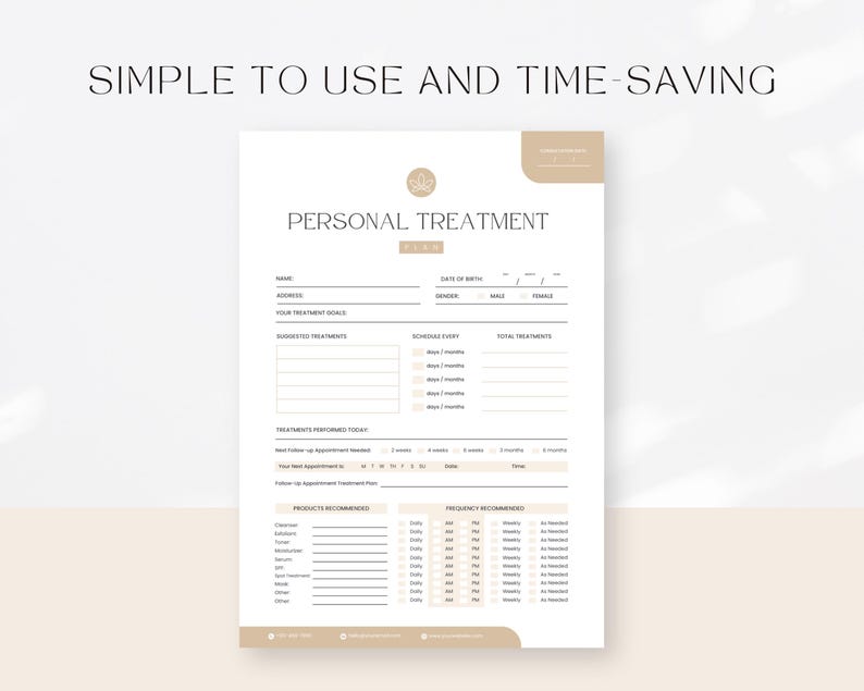 Treatment Plan Form Template, Professional Service Recommendation Form ...