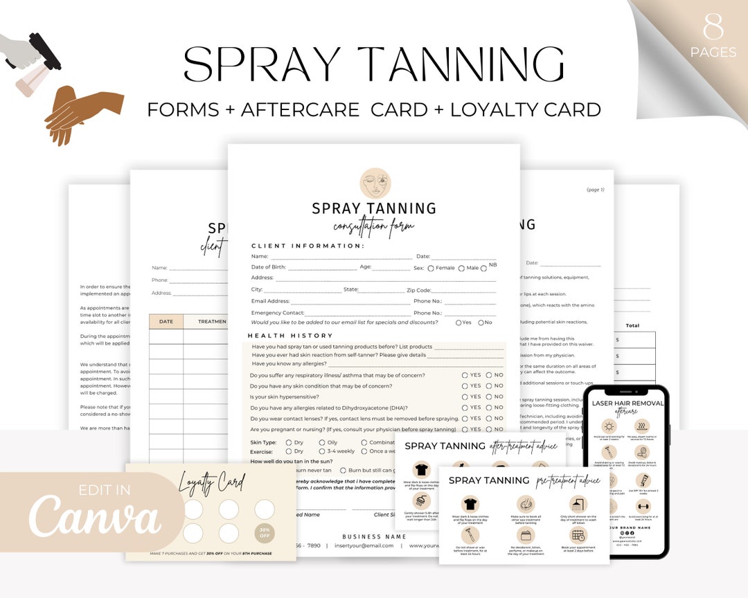 Spray Tan Consent Form, Tanning Consent, Tanning Salon Forms, Editable ...