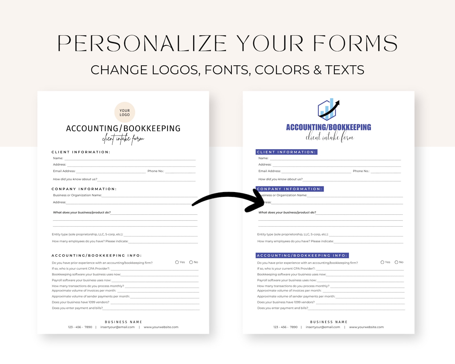 Editable Accounting & Bookkeeping Intake Form Template, Freelance ...