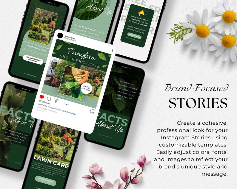 Landscaping & Lawn Care Instagram Post Templates, Yard Services ...