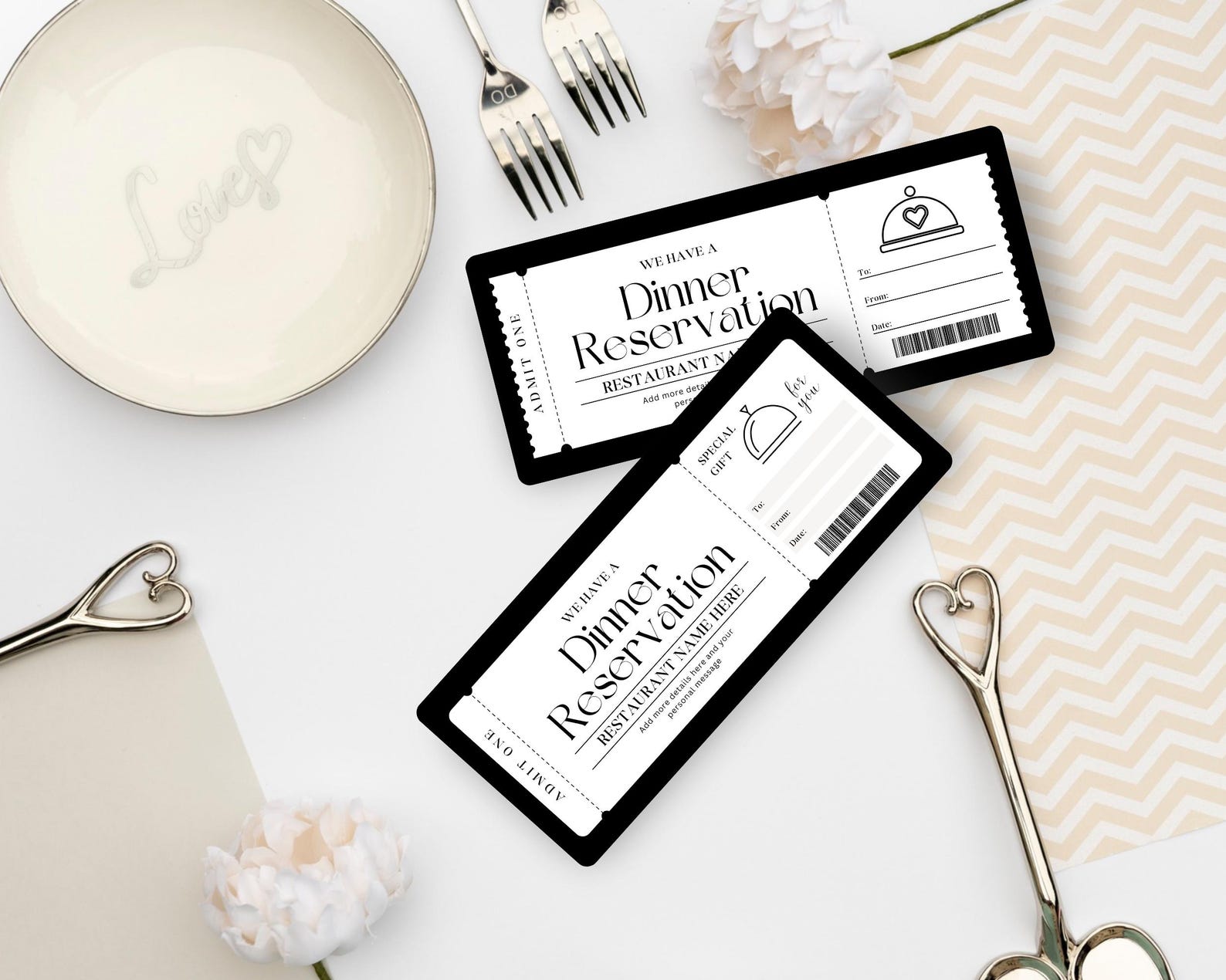 Dinner Reservation Ticket, Dinner Date Gift Voucher, Dinner Reservation ...