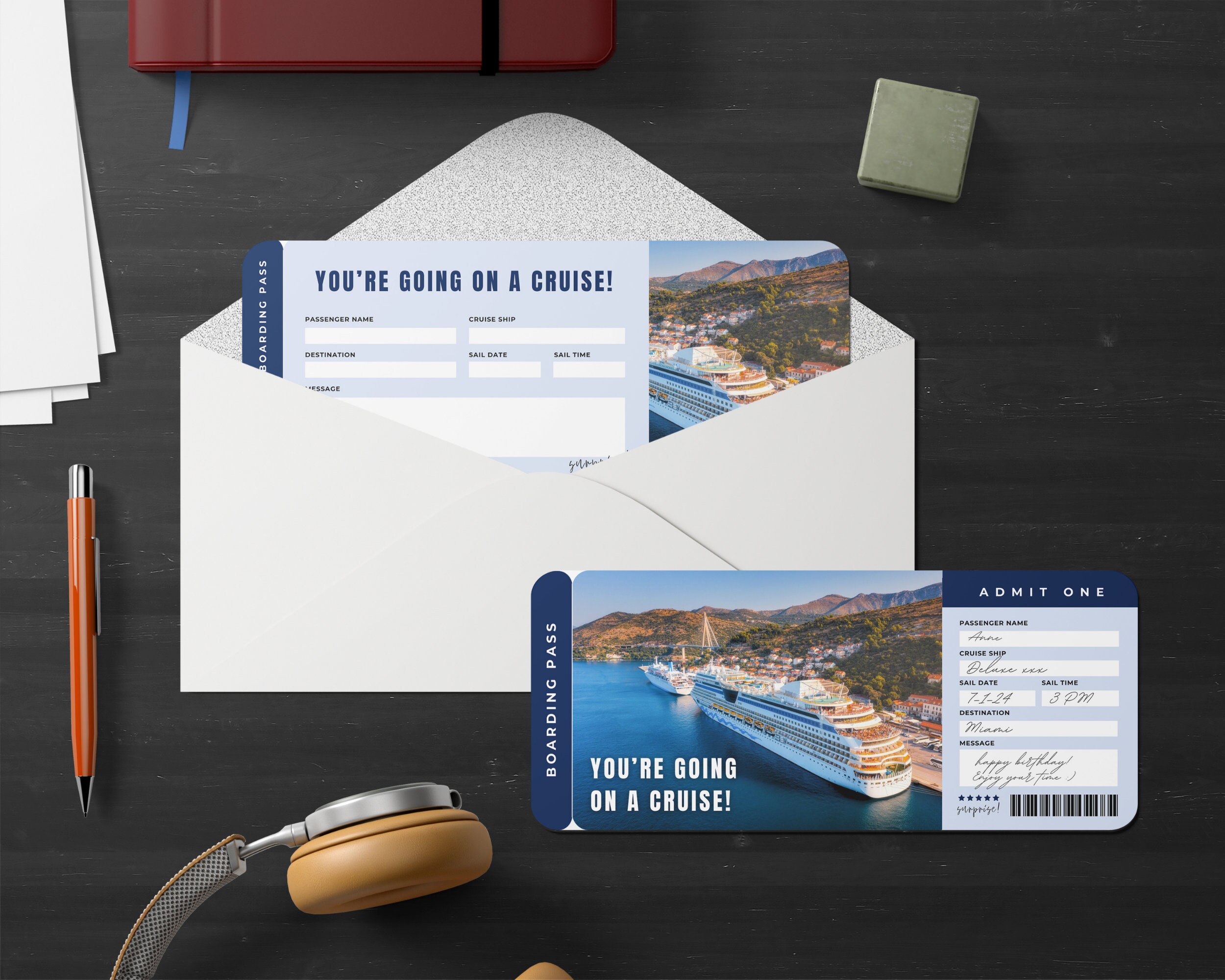 Printable Cruise Ticket Template, Cruise Surprise Ticket, Gift Ticket ...