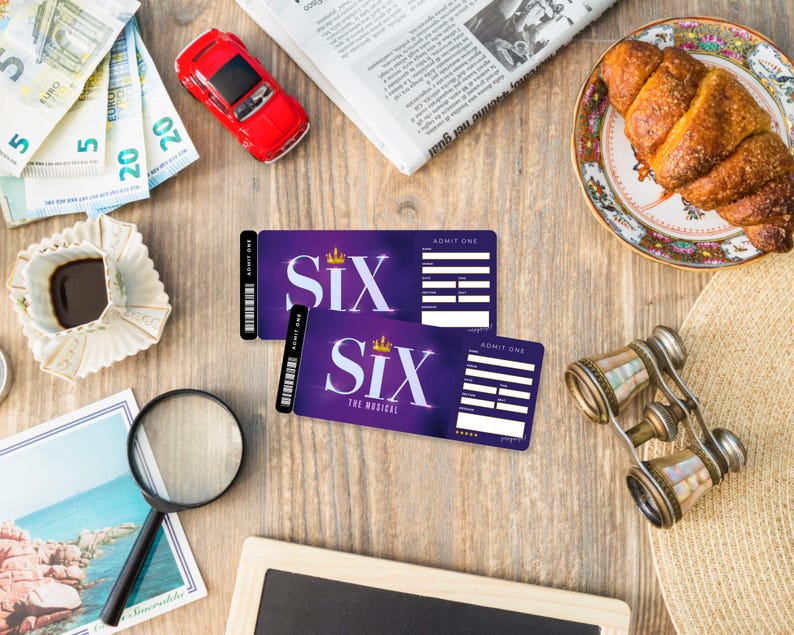 Printable SIX the Musical Broadway Ticket Template, Editable Theatre ...