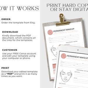 Permanent Makeup Forms, Editable PMU Consent Form Template, Printable ...