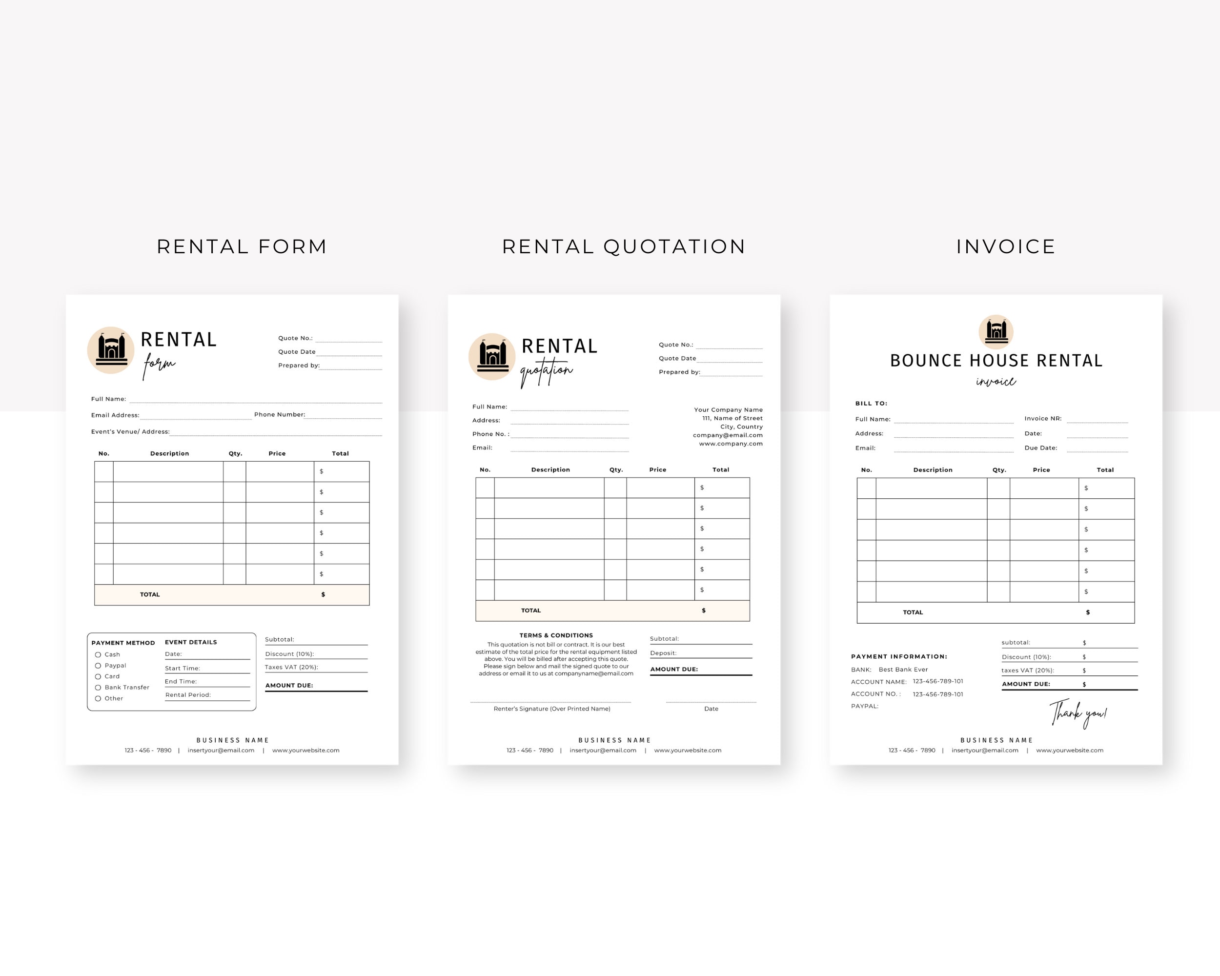 Bounce House Rental Contract Agreement Template, Editable/printable ...