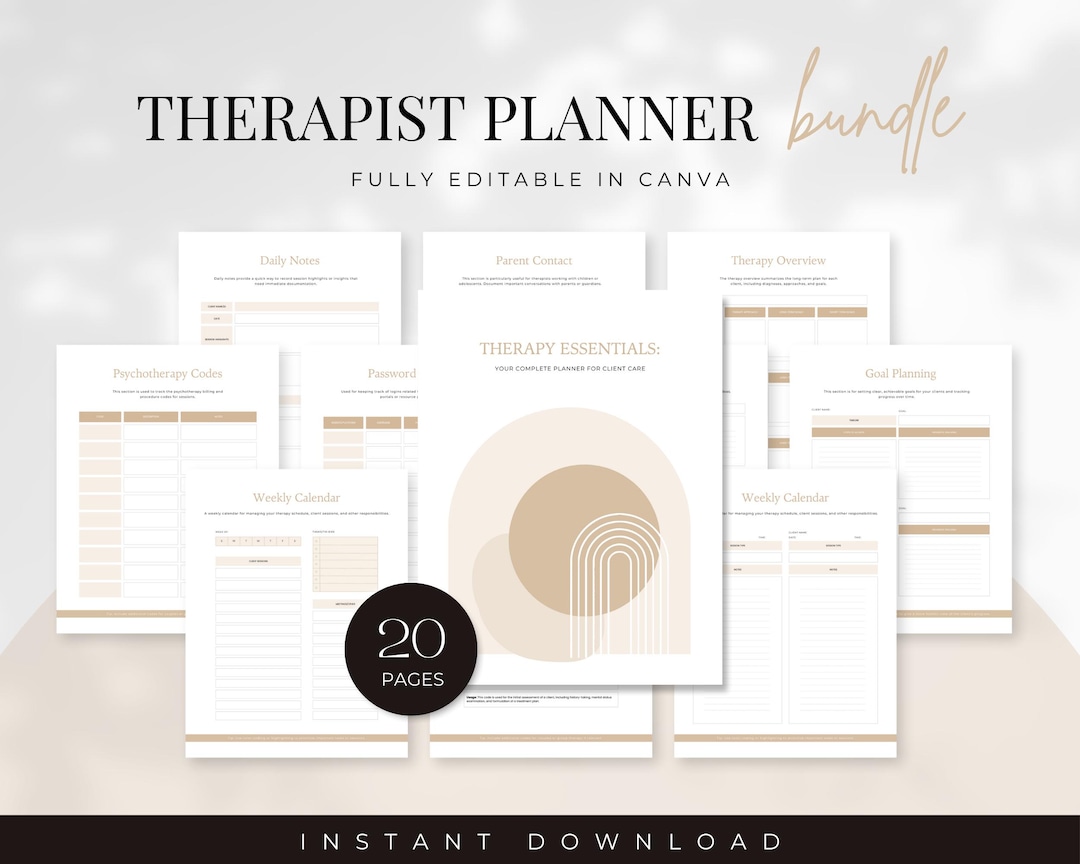 Therapist Planner Template, Therapist Planner, Therapy Session Notes ...