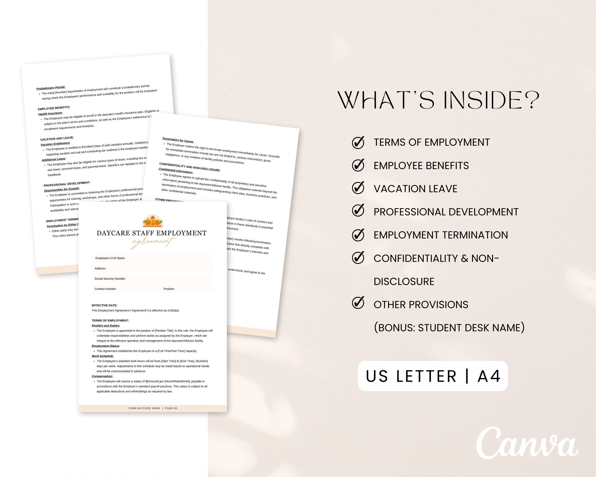 Daycare Staff Employment Agreement, Employment Contract Template ...