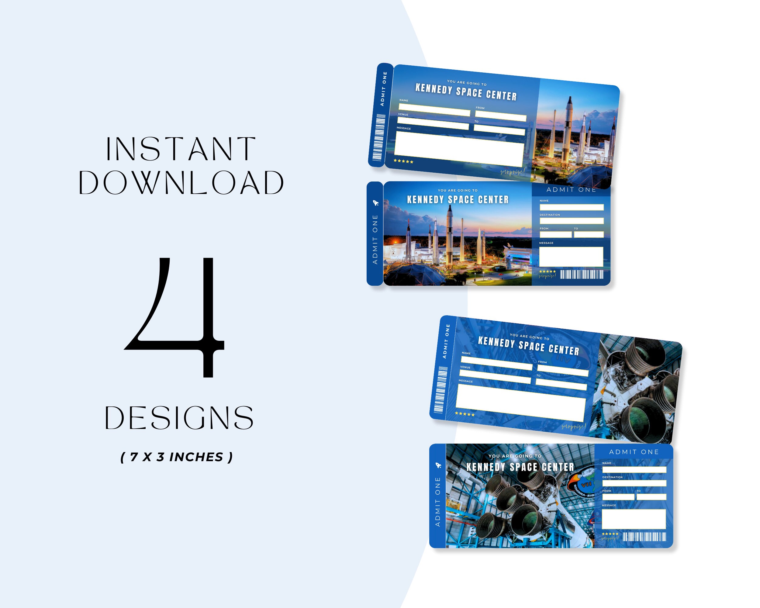 Printable Kennedy Space Center Surprise Trip Ticket, NASA Space Ticket ...