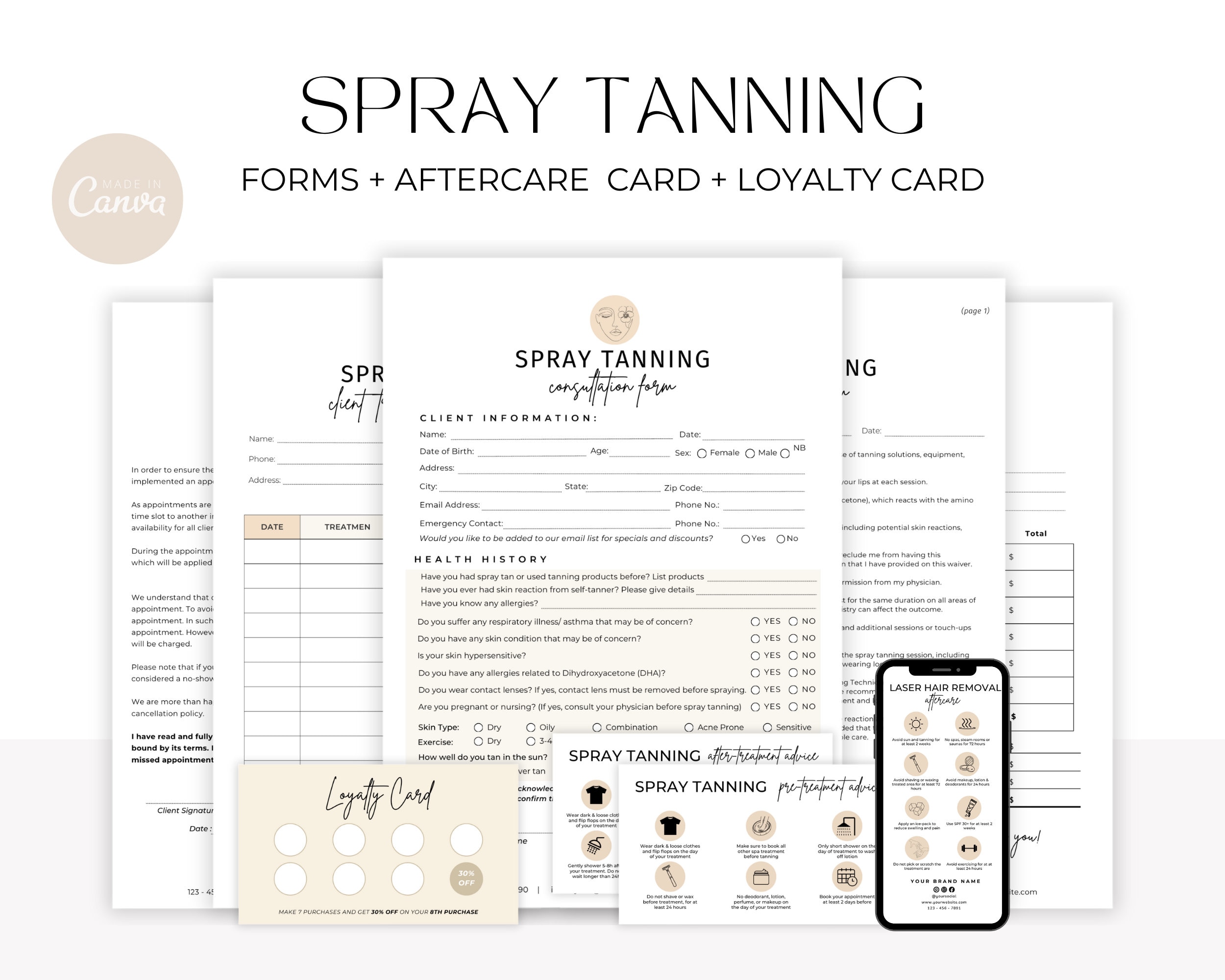 Spray Tan Consent Form, Tanning Consent, Tanning Salon Forms, Editable ...