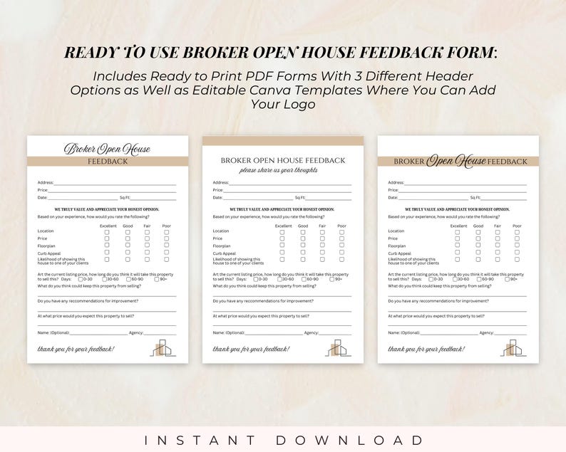 Broker Open House Feedback Form Template, Real Estate Open House Flyer ...