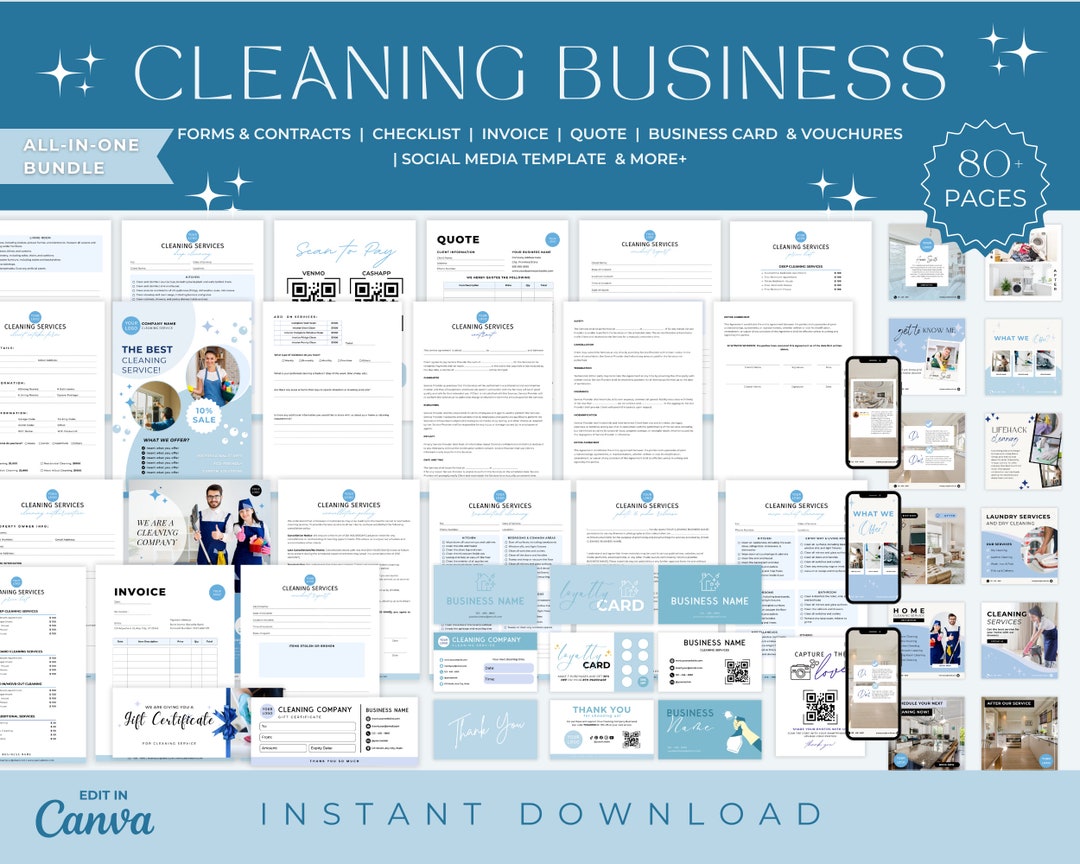 Cleaning Business Bundle, Cleaning Forms, Logo, Service Agreement ...